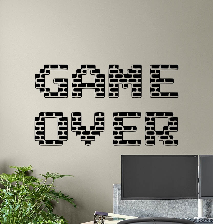 Game Over Wall Decal Gamer Poster Gaming Sign Quote Playroom | Etsy