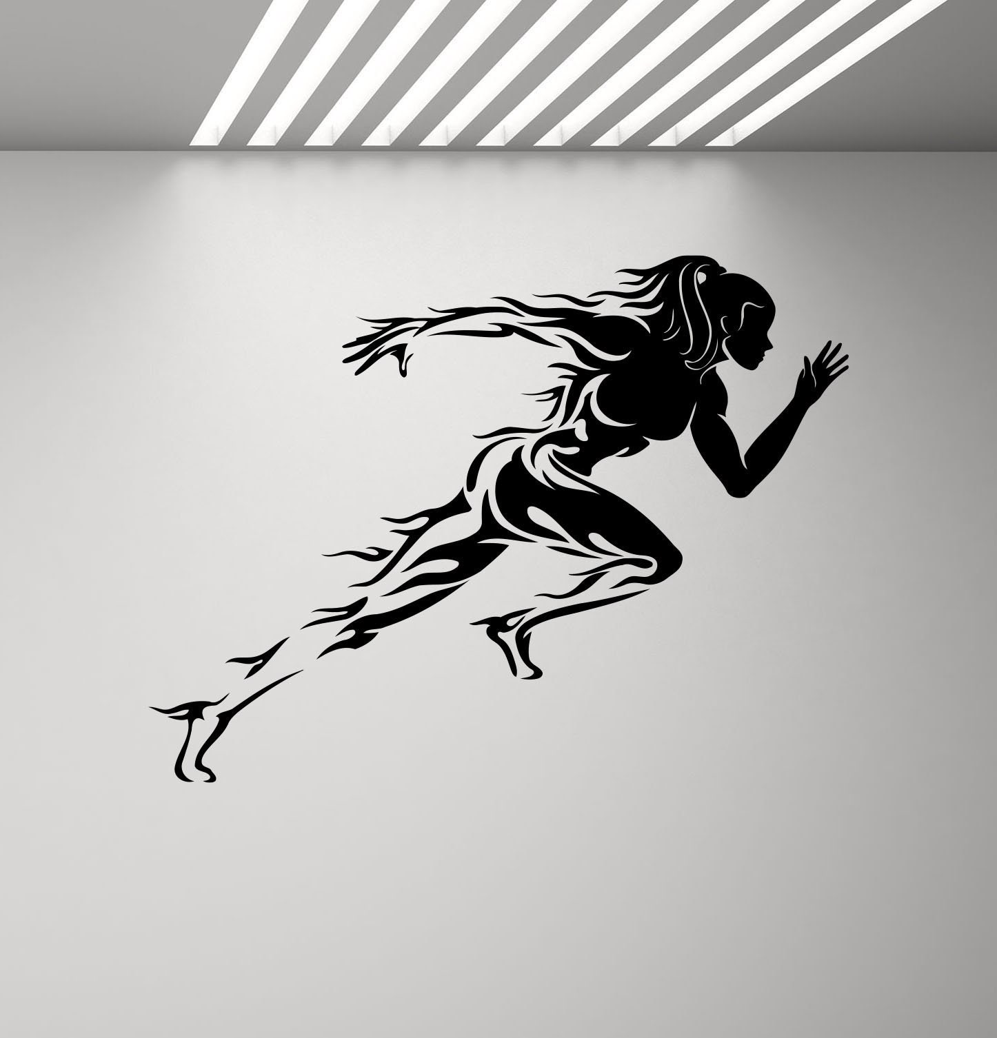 Runner Wall Decal Run Poster Running Girl Sport Fit Motivational Quote ...
