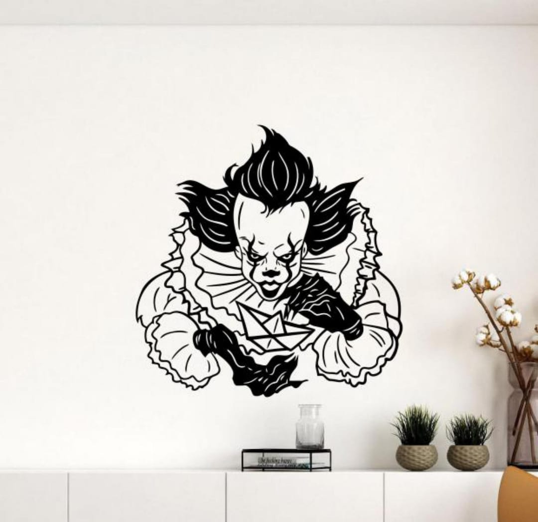 Scary Clown Wall Decal Vinyl Sticker Movie Killer Wall Decor Horror ...