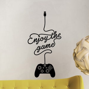 Gamer Wall Decal Enjoy the Game Gamer Room Sign Xbox Controller Poster ...