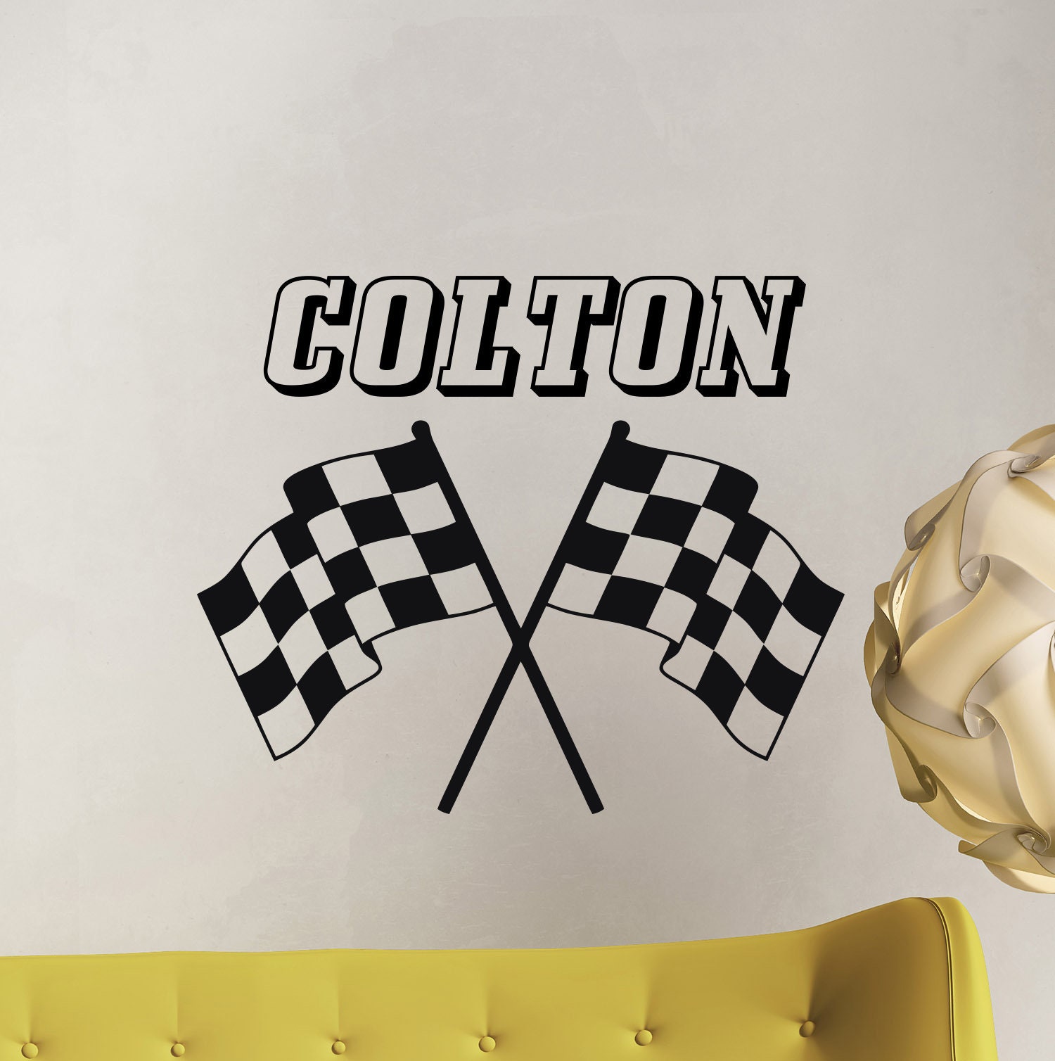 Personalized Name Racing Flags Wall Decal Racing Poster Car Racer Gift ...