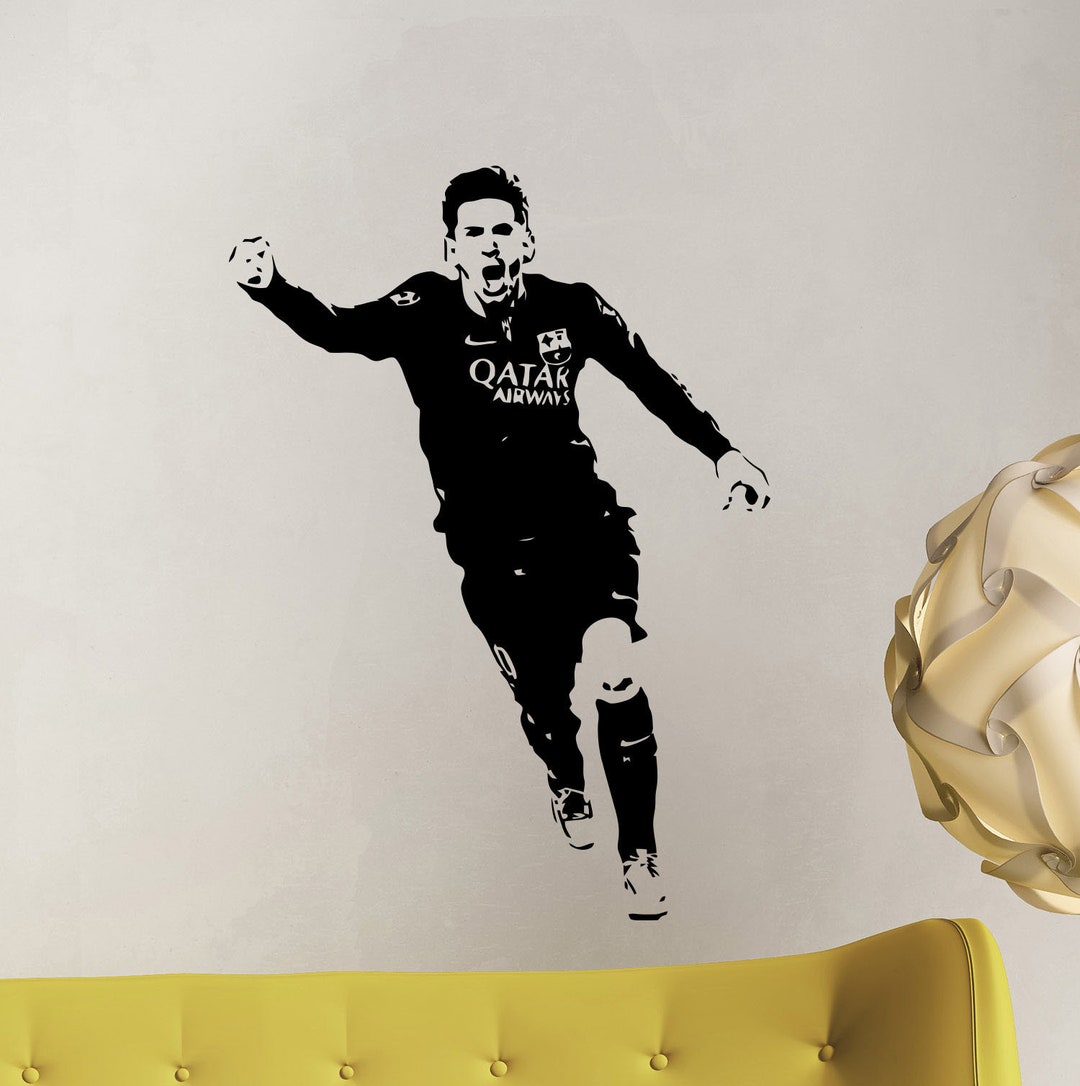 Messi Wall Decal Soccer Poster Sport Football Player Gift Kids Children ...