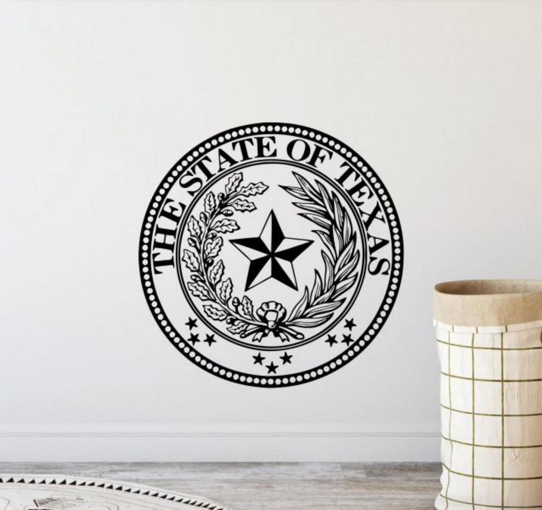 Texas State Seal Wall Decal Vinyl Sticker US Lone Star State Wall Decor ...