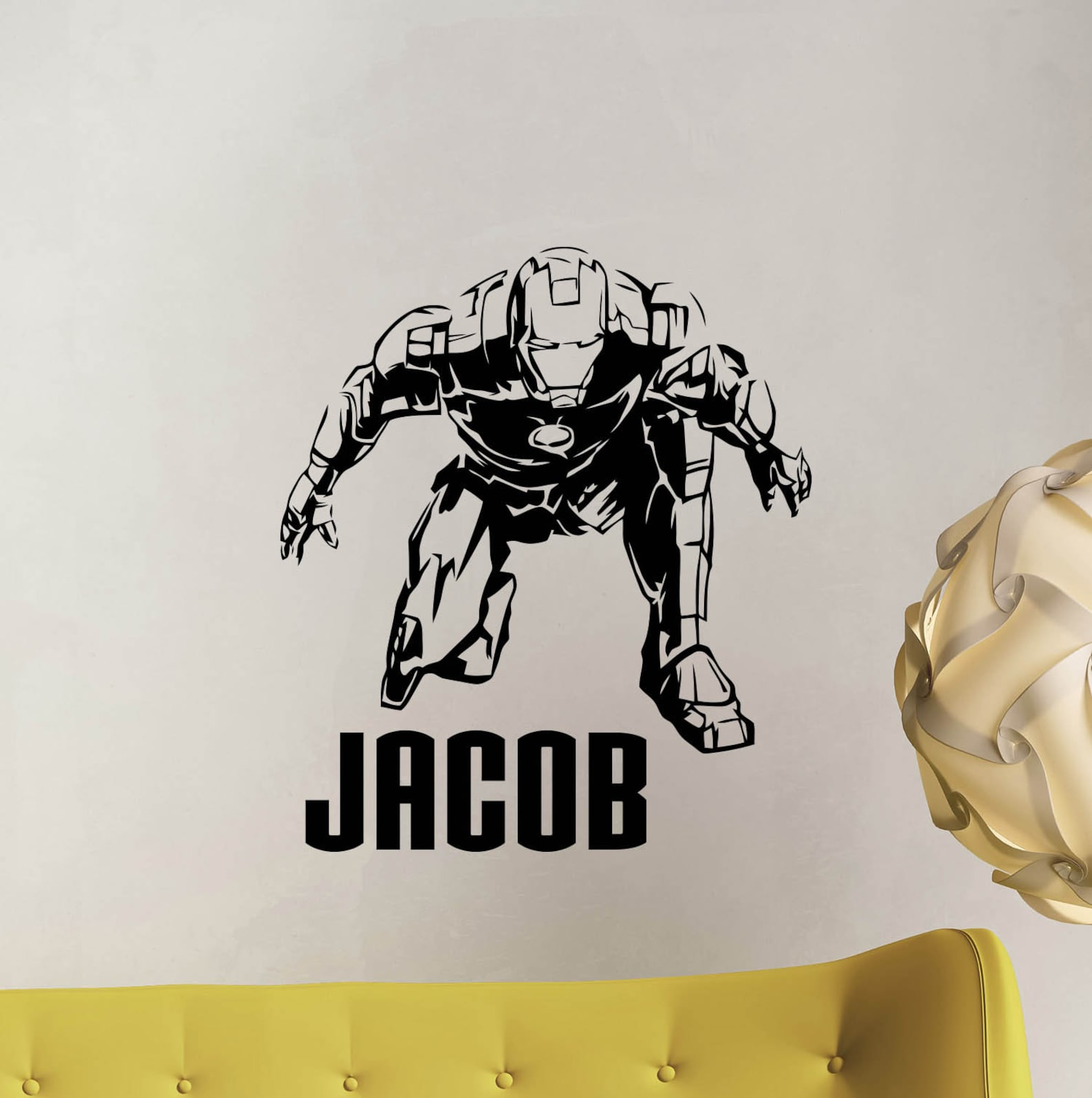 Personalized Wall Decal Iron Man Poster Superhero Wall Decal Custom Boy ...
