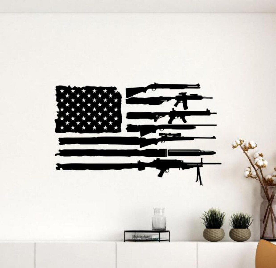 2nd Amendment Wall Decal Vinyl Sticker Guns American Flag Decor Army ...