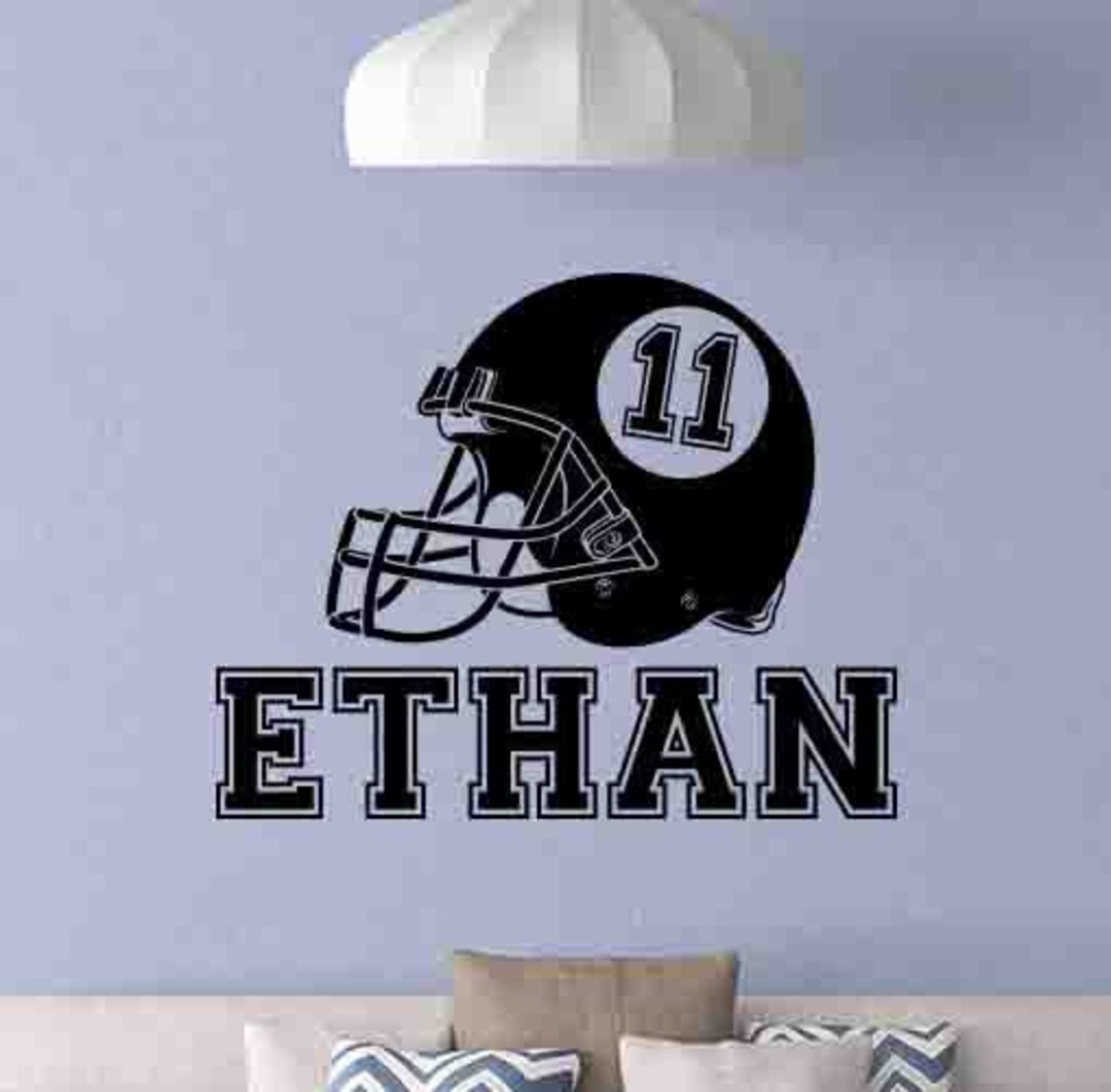 Personalized Football Helmet Wall Decal Custom Name & Number Boy Poster ...