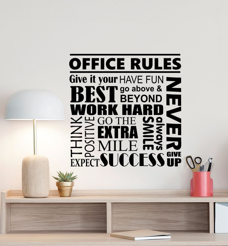 Office Rules Wall Decal Motivational Poster Office Sign Teamwork ...