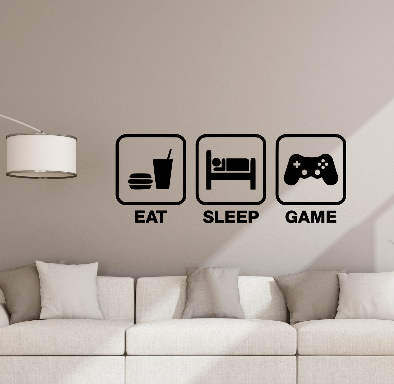 Eat Sleep Game Sign Wall Decal Gamer Room Poster Gaming Quote Playroom ...