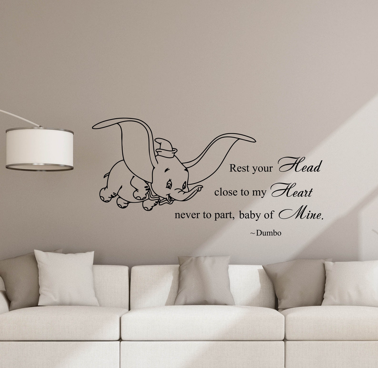 Dumbo Wall Decal Sign Rest Your Head Close to My Heart Poster - Etsy