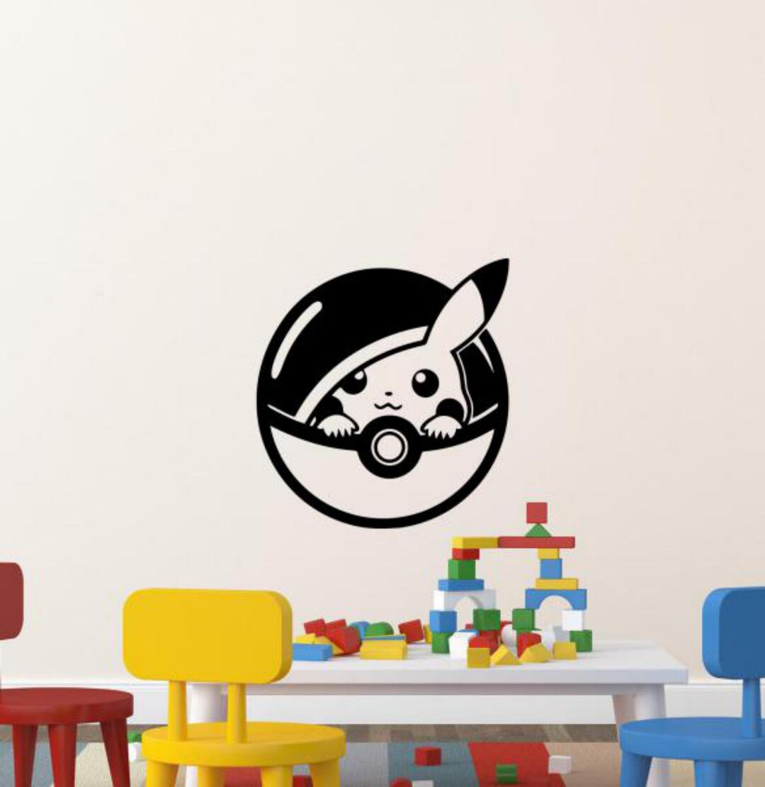 Pika Wall Decal Vinyl Sticker Peeking Wall Decor Clip N Go Ball Wall ...