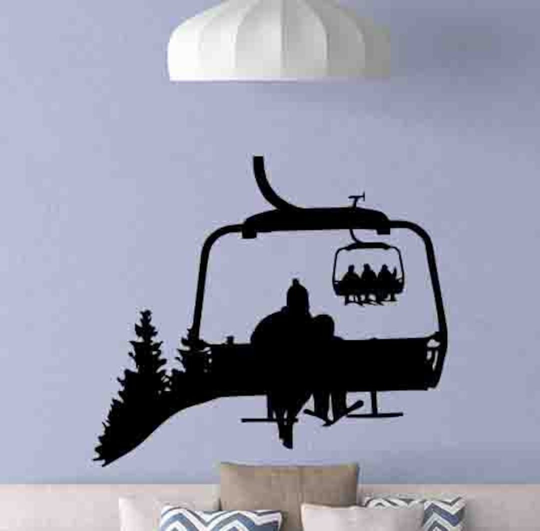 Ski Lift Wall Decal Ski Lift Chair Poster Snowboard Decor Winter Sports ...
