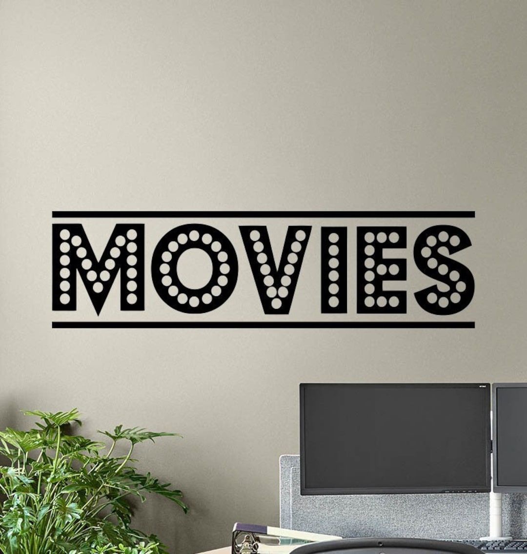 Movies Sign Cinema Wall Decal Showtime Poster Home Theater Sign Quote ...