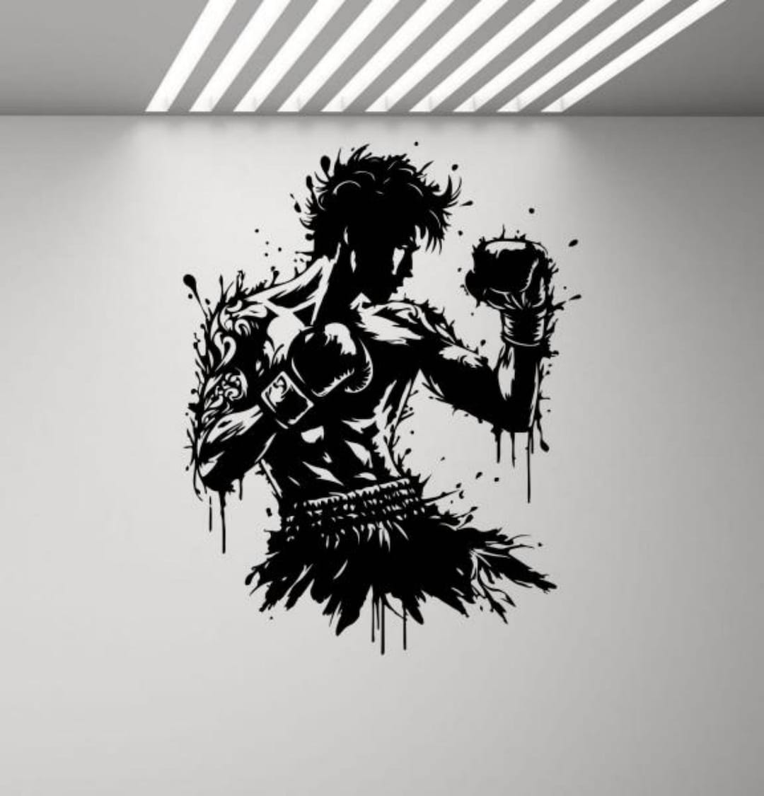 Muay Thai Wall Decal Vinyl Sticker Martial Arts Fighter Wall Decor Sign ...