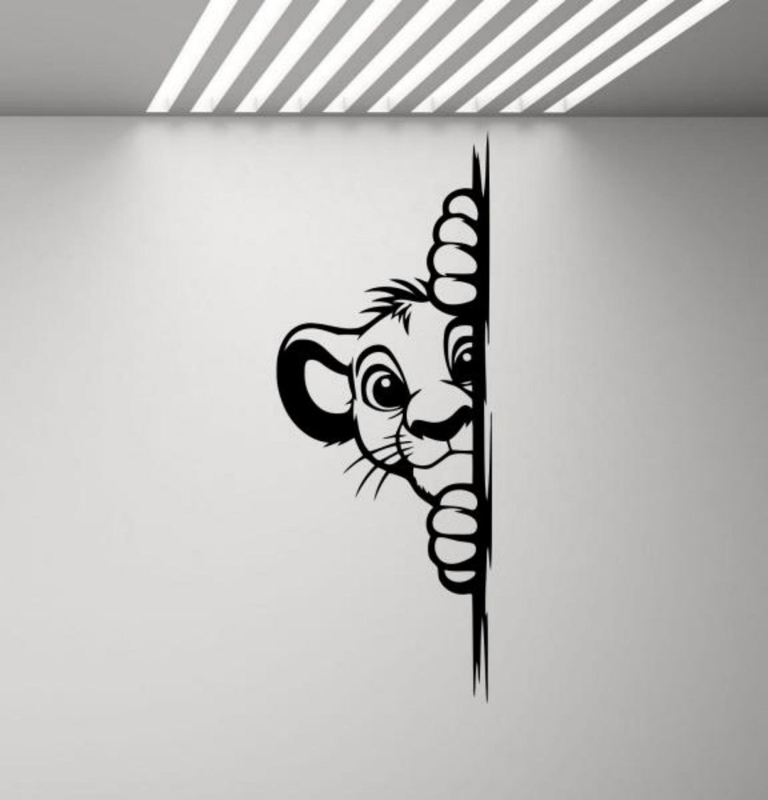 Simba Wall Decal Vinyl Sticker Peeking Lion Decor Window Door Nursery ...