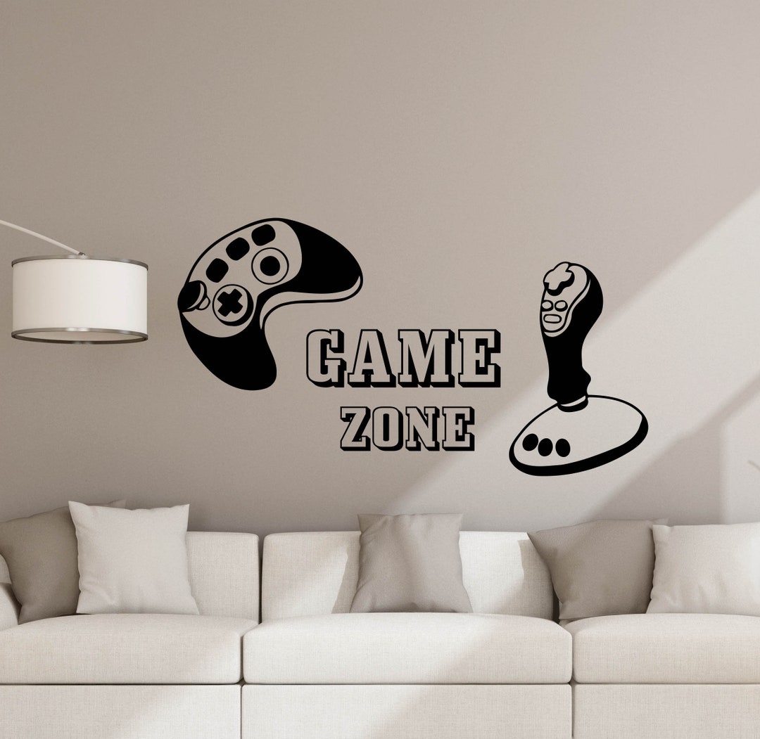 Game Zone Sign Wall Decal Gamer Poster Gaming Quote Playroom Vinyl ...