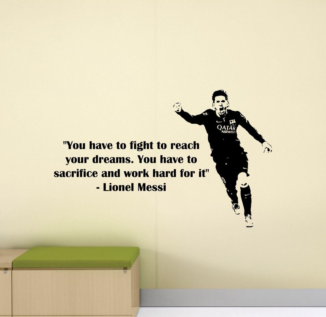 Messi Quote Wall Decal Soccer Poster Sport Football Player Gift Kids ...