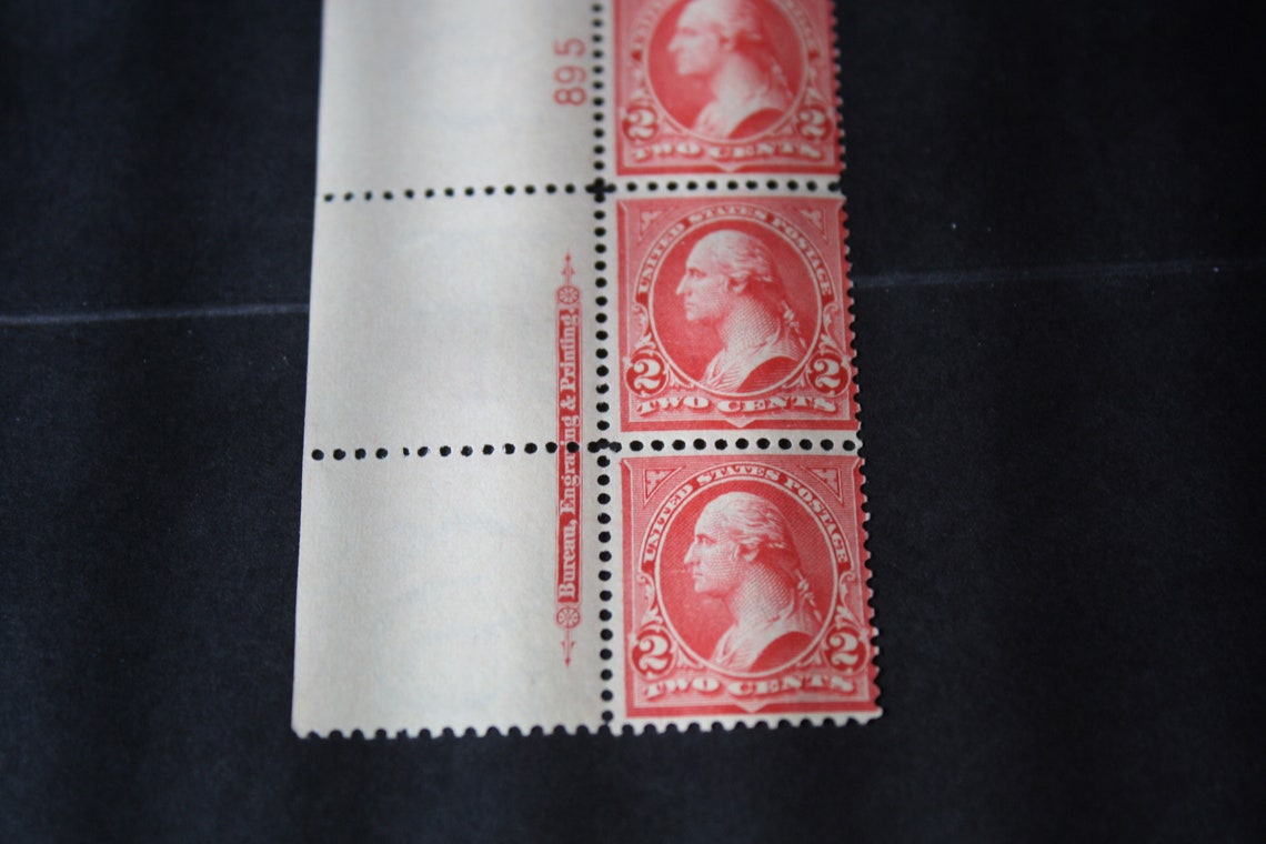 US Stamps 279B From 1899 Strip of 3 Stamps With Plate Number | Etsy