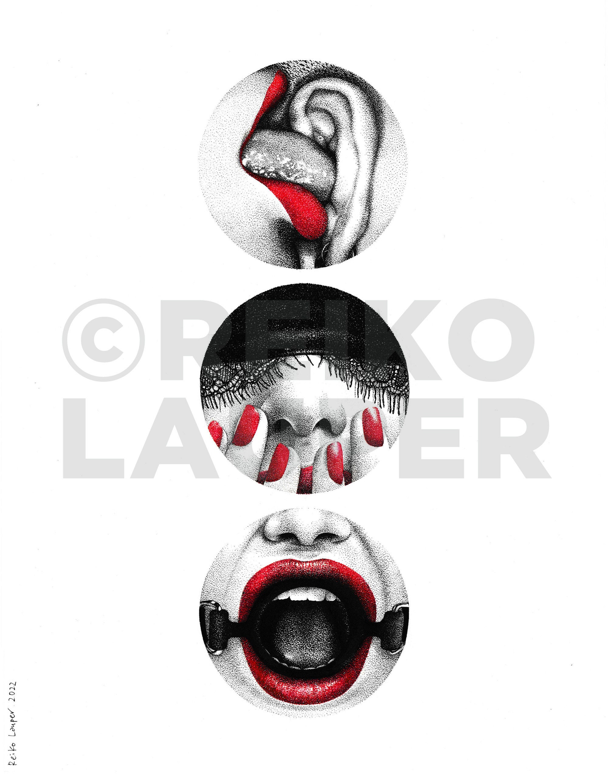 Art Print // Original Drawing // Hear Nothing See Nothing Say - Etsy