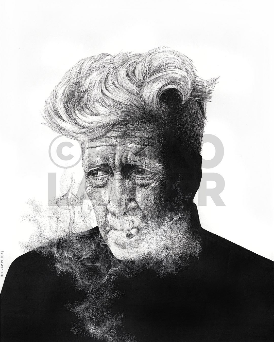 Art Print // Original Drawing of DAVID LYNCH // David Lynch Fan Gift ...