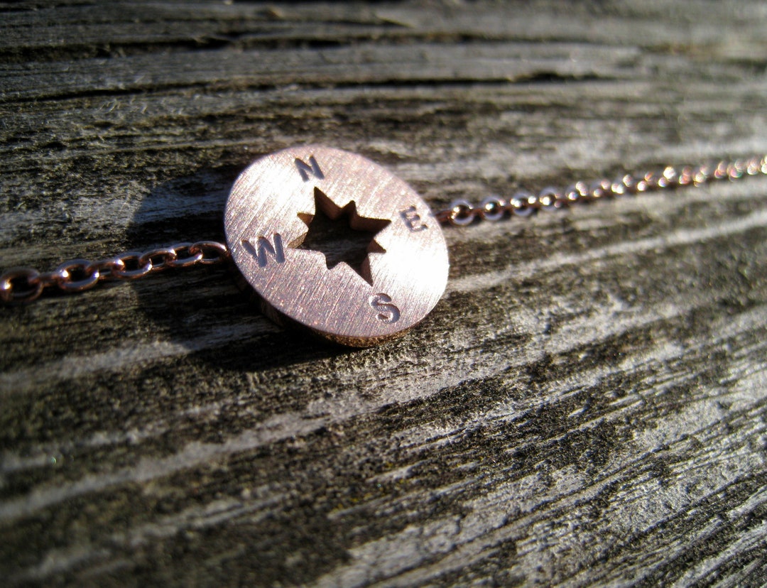Windrose Compass Bracelet Rose Gold Plated Stainless Steel - Etsy