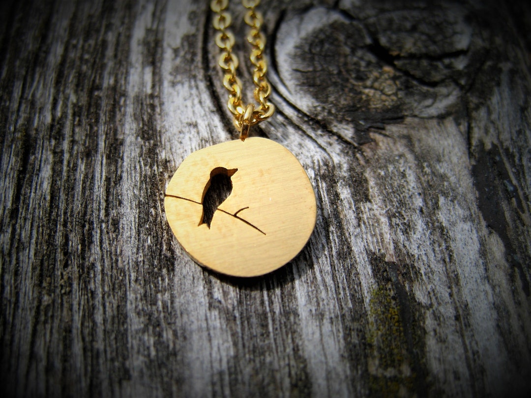 Birdie Necklace Gold, Stainless Steel, Tiny Bird on Branch Necklace - Etsy