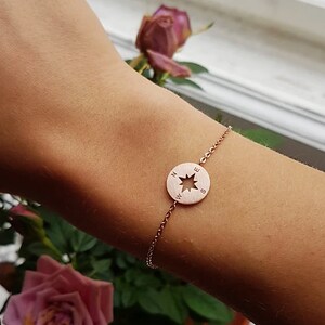 Windrose Compass Bracelet Rose Gold Plated Stainless Steel - Etsy