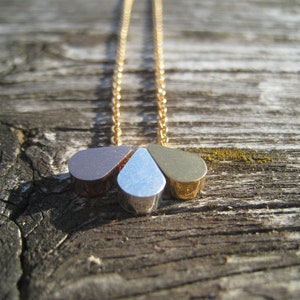Three Drops Necklace Gold, Silver, Rose Gold, Three Tears Necklace - Etsy