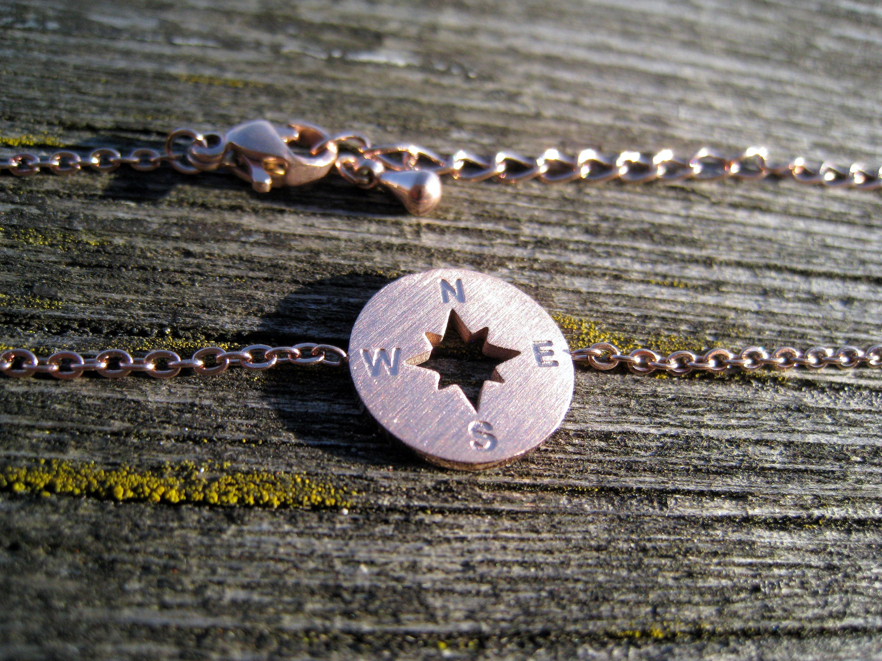 Windrose Compass Bracelet Rose Gold Plated Stainless Steel - Etsy