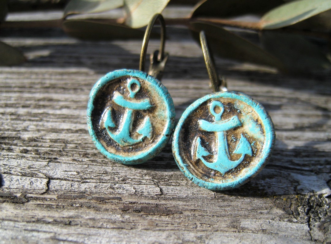 Pendientes de cerámica ancla I pendientes de ancla marítima I Shabby ...