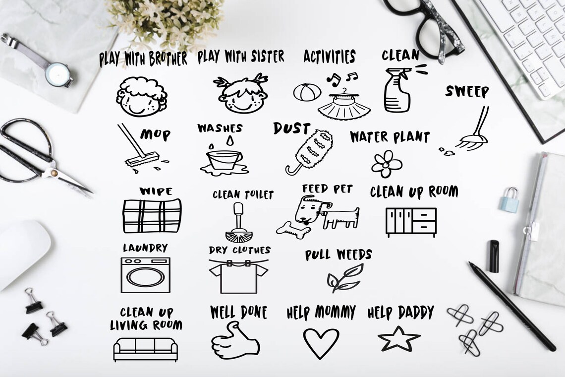 Kids Chore Chart Svg Files for Cricut/chore Chart Cut Files/dxf Files ...
