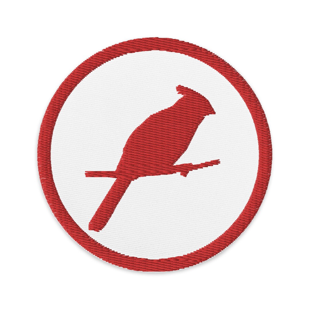 Red Cardinal Silhouette White Embroidered Patch Circular 3 Diameter - Etsy