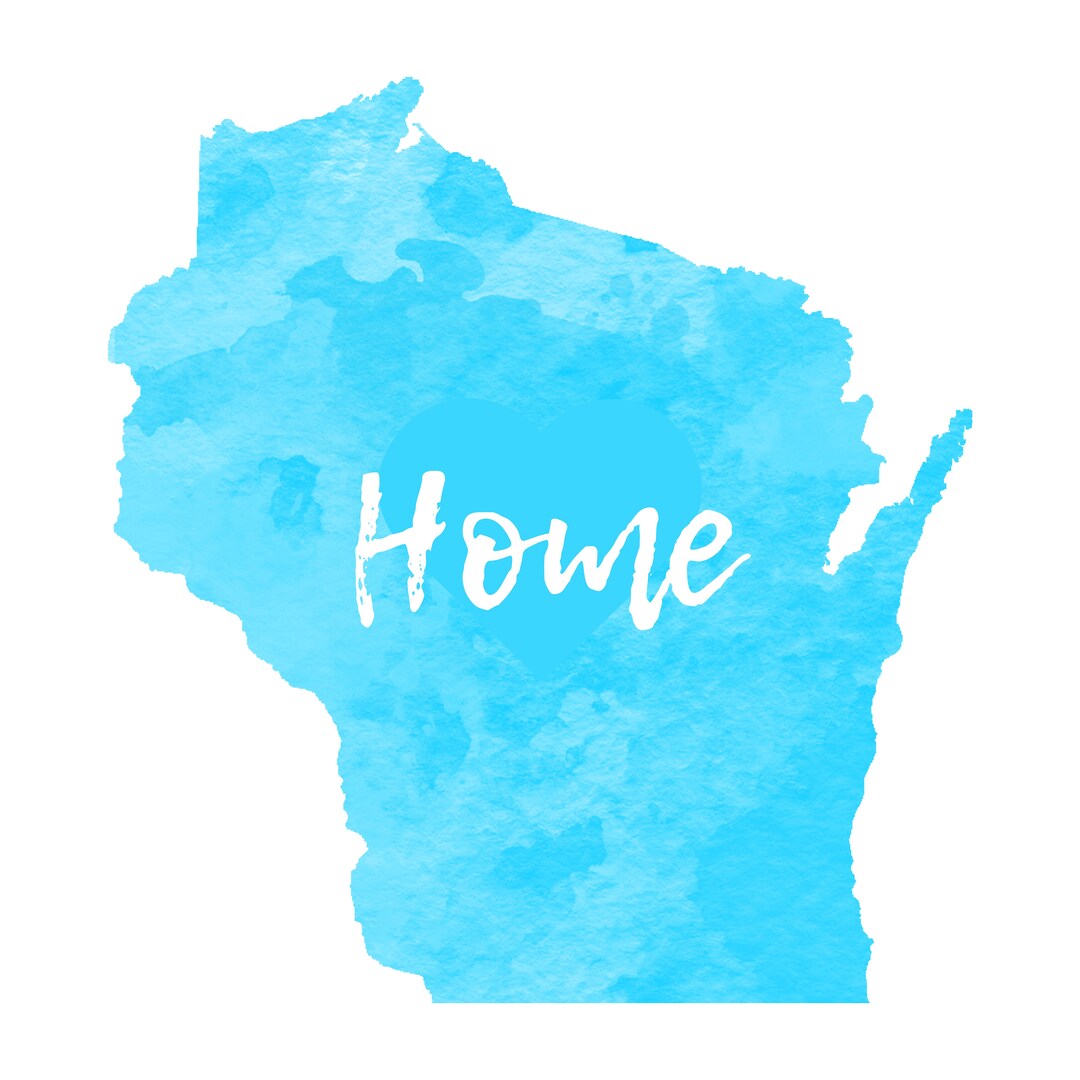Wisconsin Home Aqua Blue Watercolor Art Digital Download 19.27 MB Pdf ...