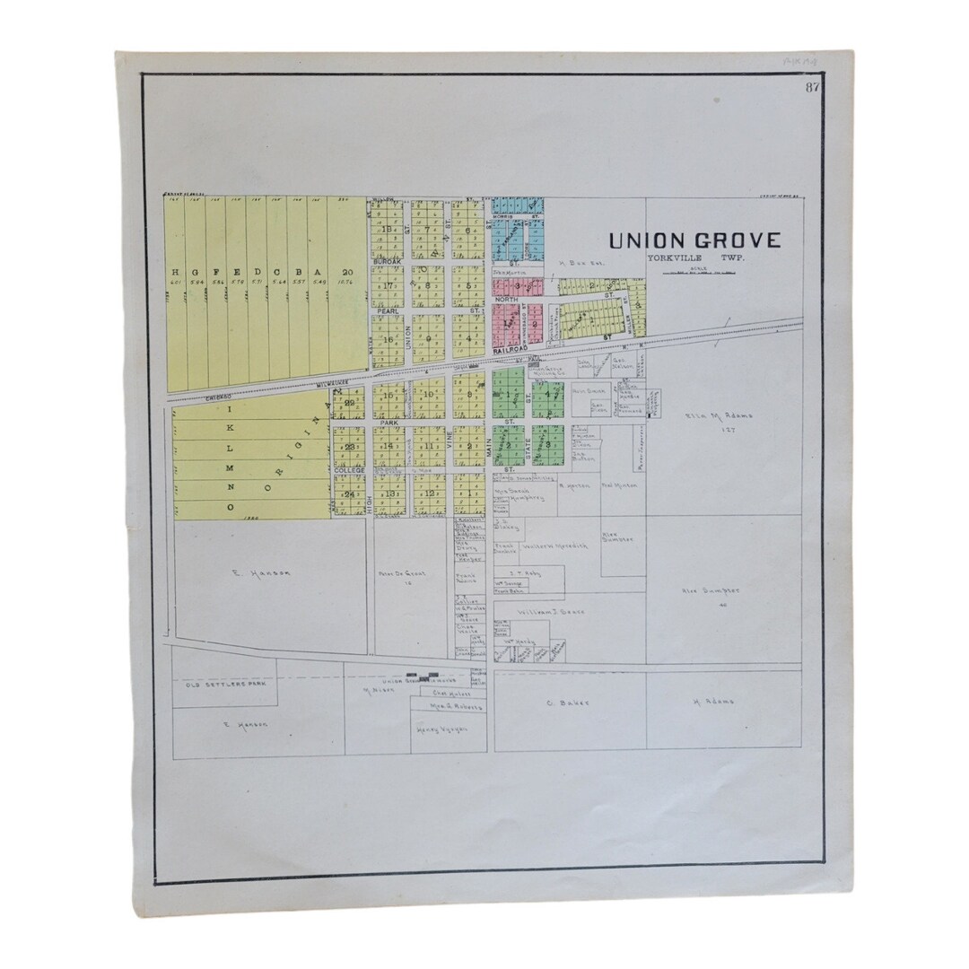 Vintage 1908 Atlas Plat Map ~ Union Grove Township Racine County ...