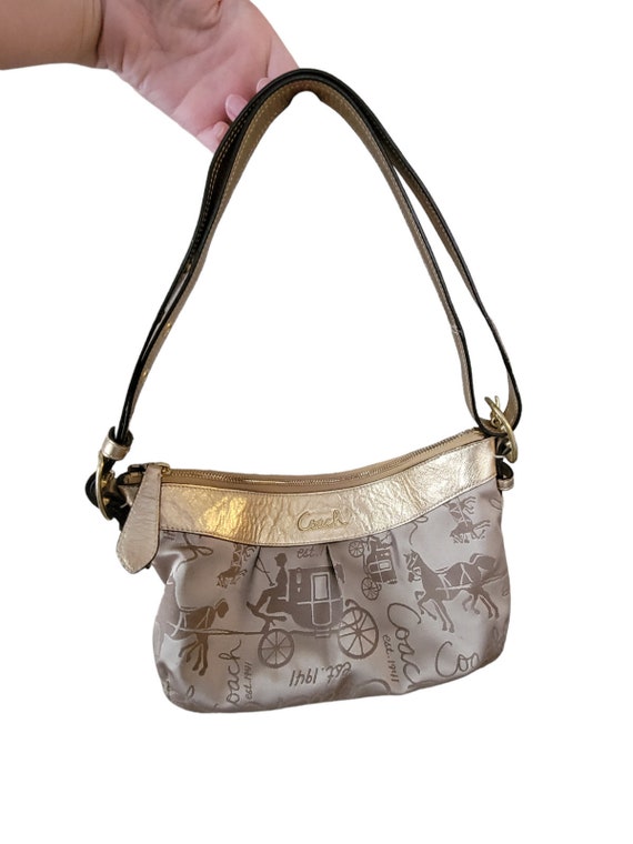 Coach Gold Tan Signature Horse Carriage Print Mini Ho… - Gem