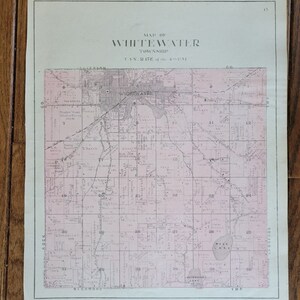 Vintage 1921 Atlas Plat Map ~ Whitewater Township Walworth County ...