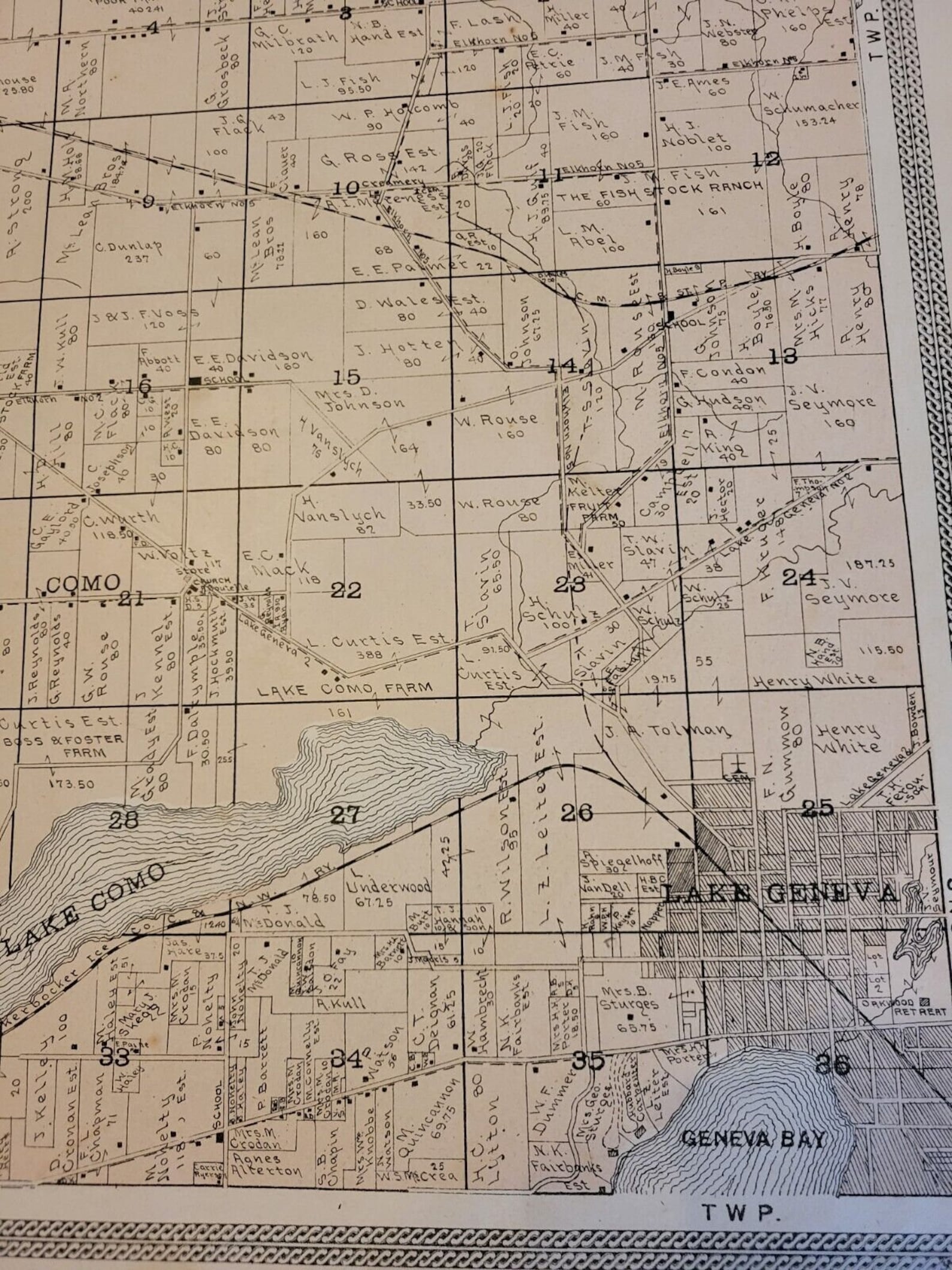 Vintage 1907 Atlas Plat Map Geneva Township Walworth County - Etsy