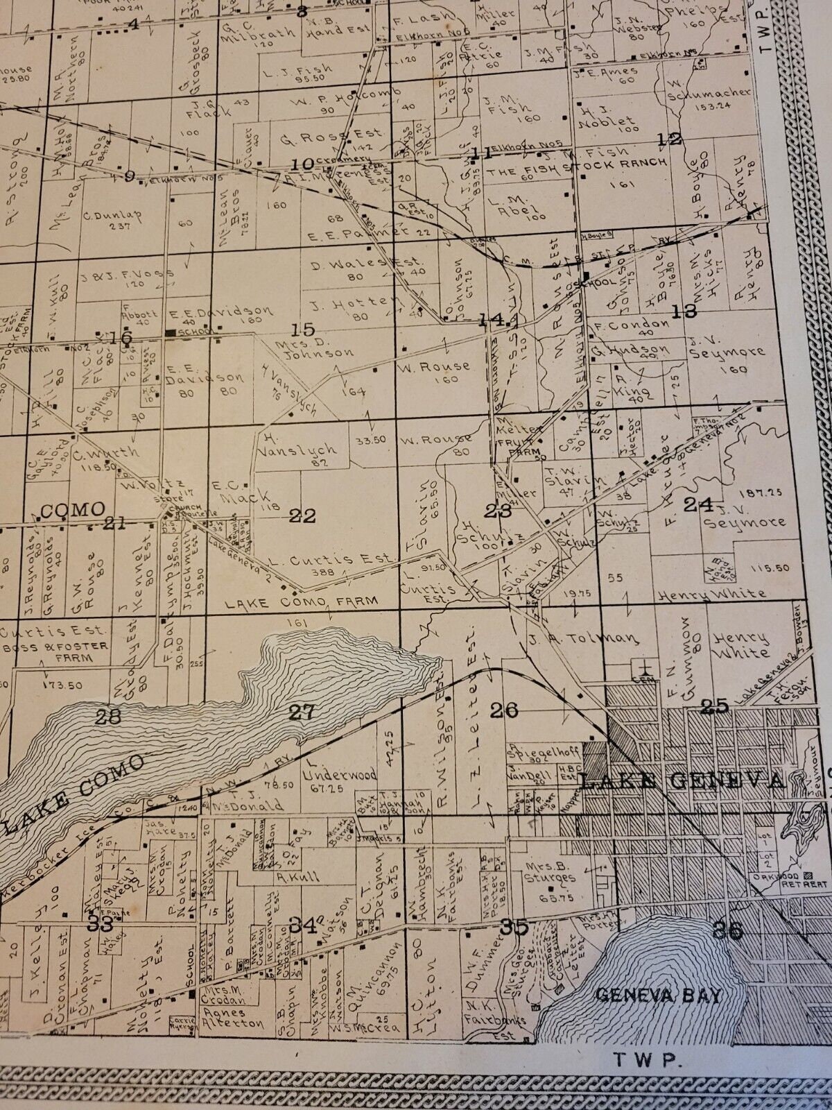 Vintage 1907 Atlas Plat Map Geneva Township Walworth County - Etsy