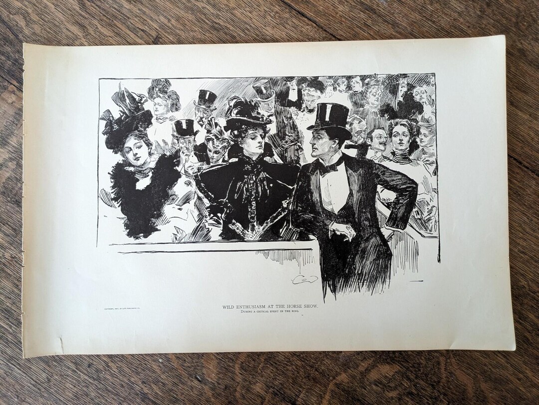 1900 "wild Enthusiasm at the Horse Show" Charles Gibson Girl Print Art ...