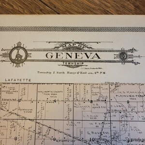 Vintage 1907 Atlas Plat Map ~ Geneva Township Walworth County Wisconsin ...