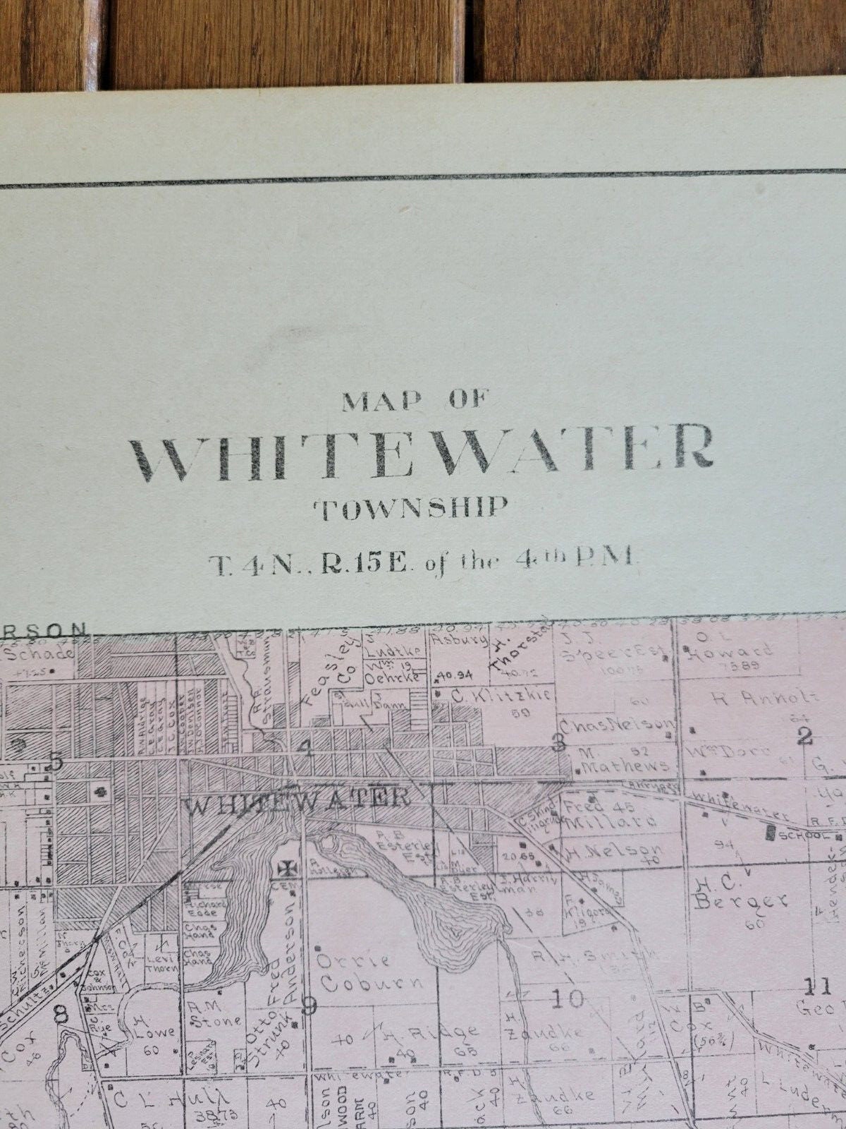 Vintage 1921 Atlas Plat Map ~ Whitewater Township Walworth County ...