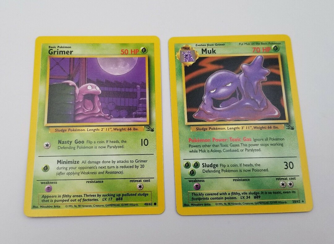Grimer & Muk Evolution Set Pokemon Cards Fossil Set 1999 Very Good ...
