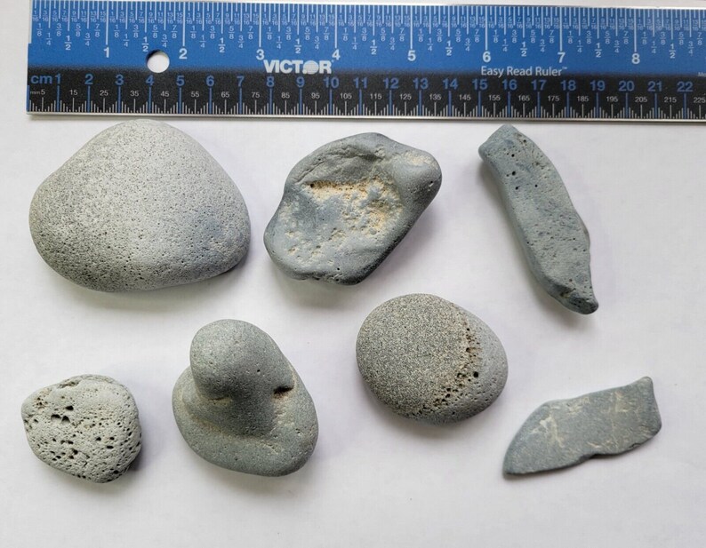 7 Pieces of Leland Blue Stone Mineral Slag Glass From Lake Michigan ...