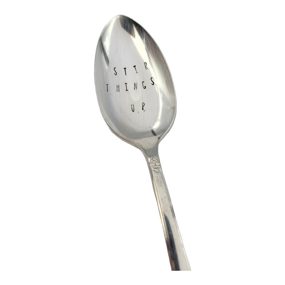 Stir Things up Hand Stamped Hammered Vintage Silverplate Teaspoon - Etsy
