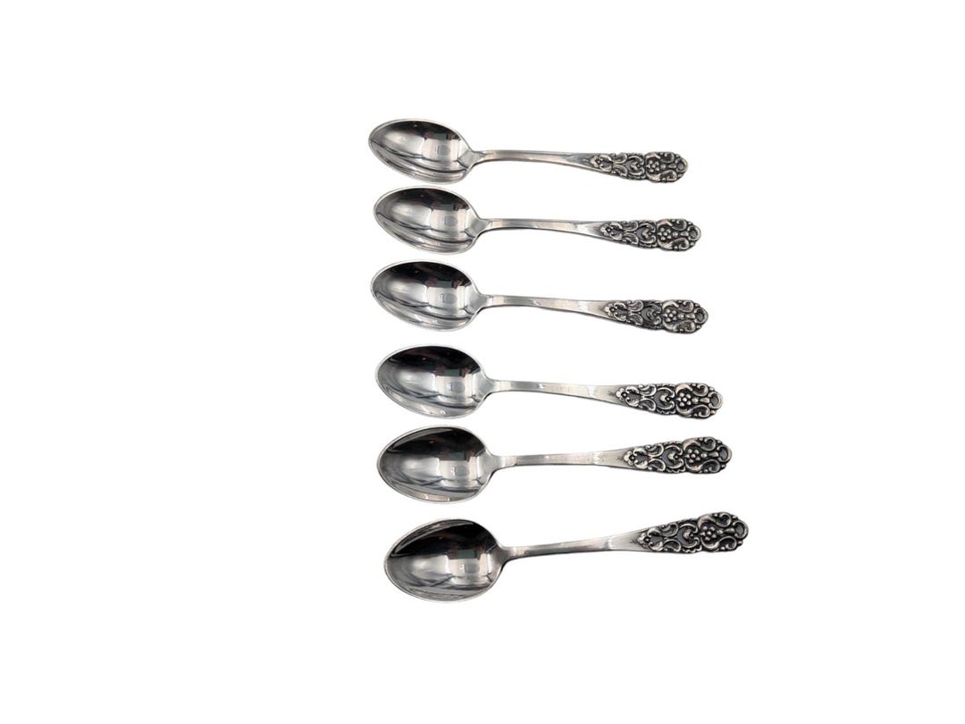 Set of 6 Demitasse Spoons Silverplate Extra Prima Nickel Silver 4 1/8 ...