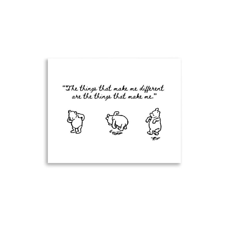 Winnie the Pooh Drawing A.A. Milne Quote Poster Art Print Nursery Decor ...