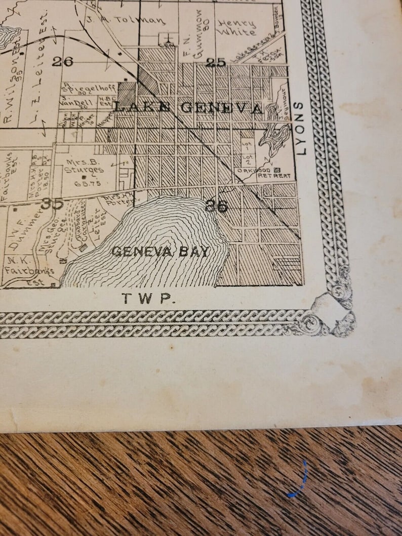 Vintage 1907 Atlas Plat Map Geneva Township Walworth County - Etsy