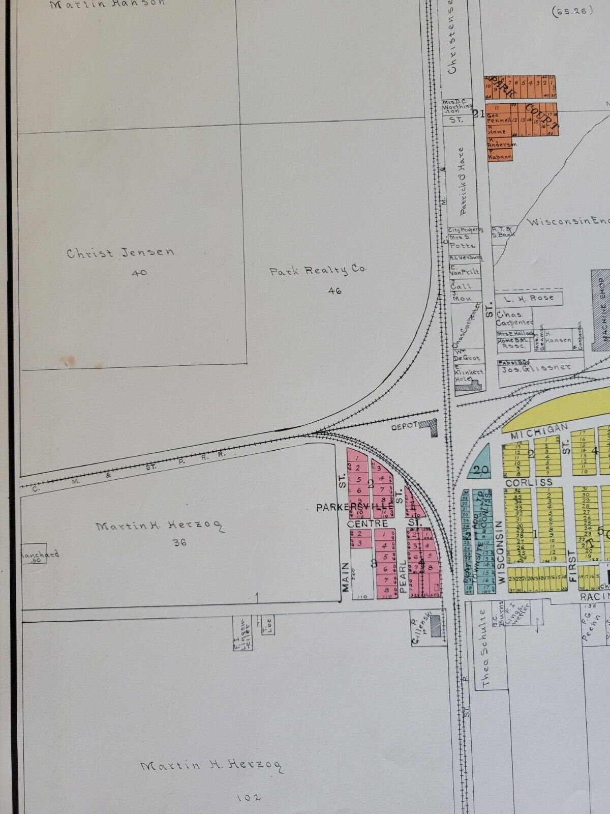 Vintage 1924 Atlas Plat Map ~ Mount Pleasant Township Racine County ...