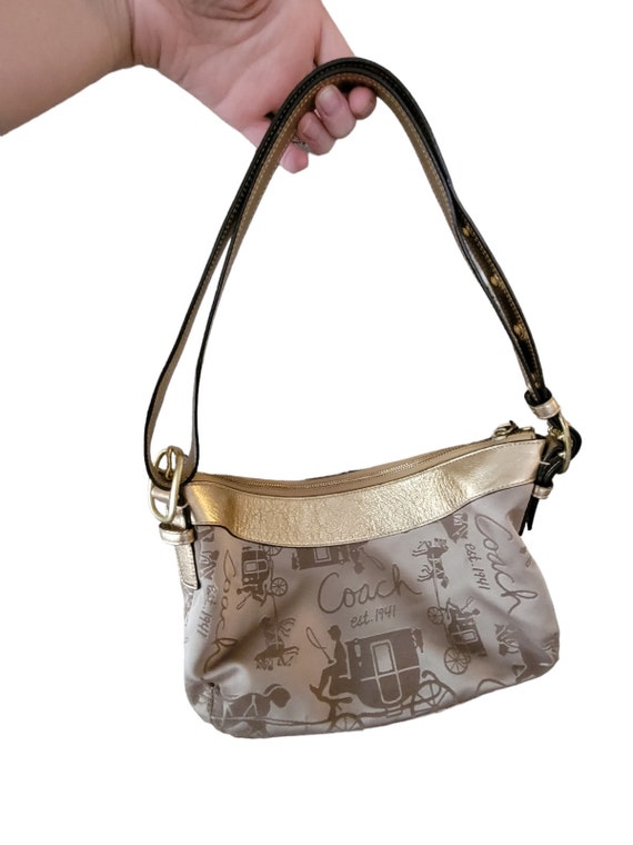 Coach Gold Tan Signature Horse Carriage Print Mini Ho… - Gem
