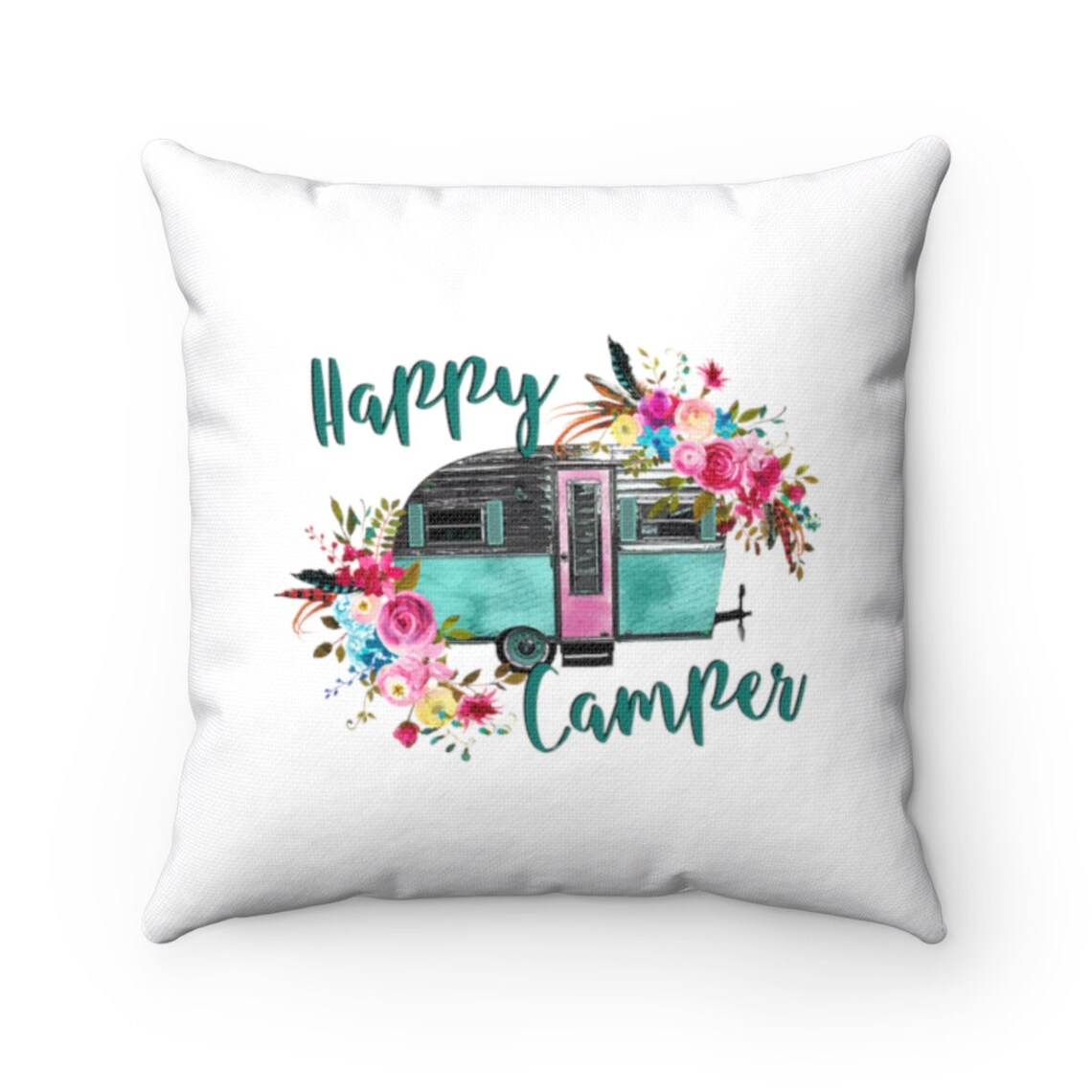 Happy Camper Pillow Covercamper Pillowcamper Decorcamper - Etsy