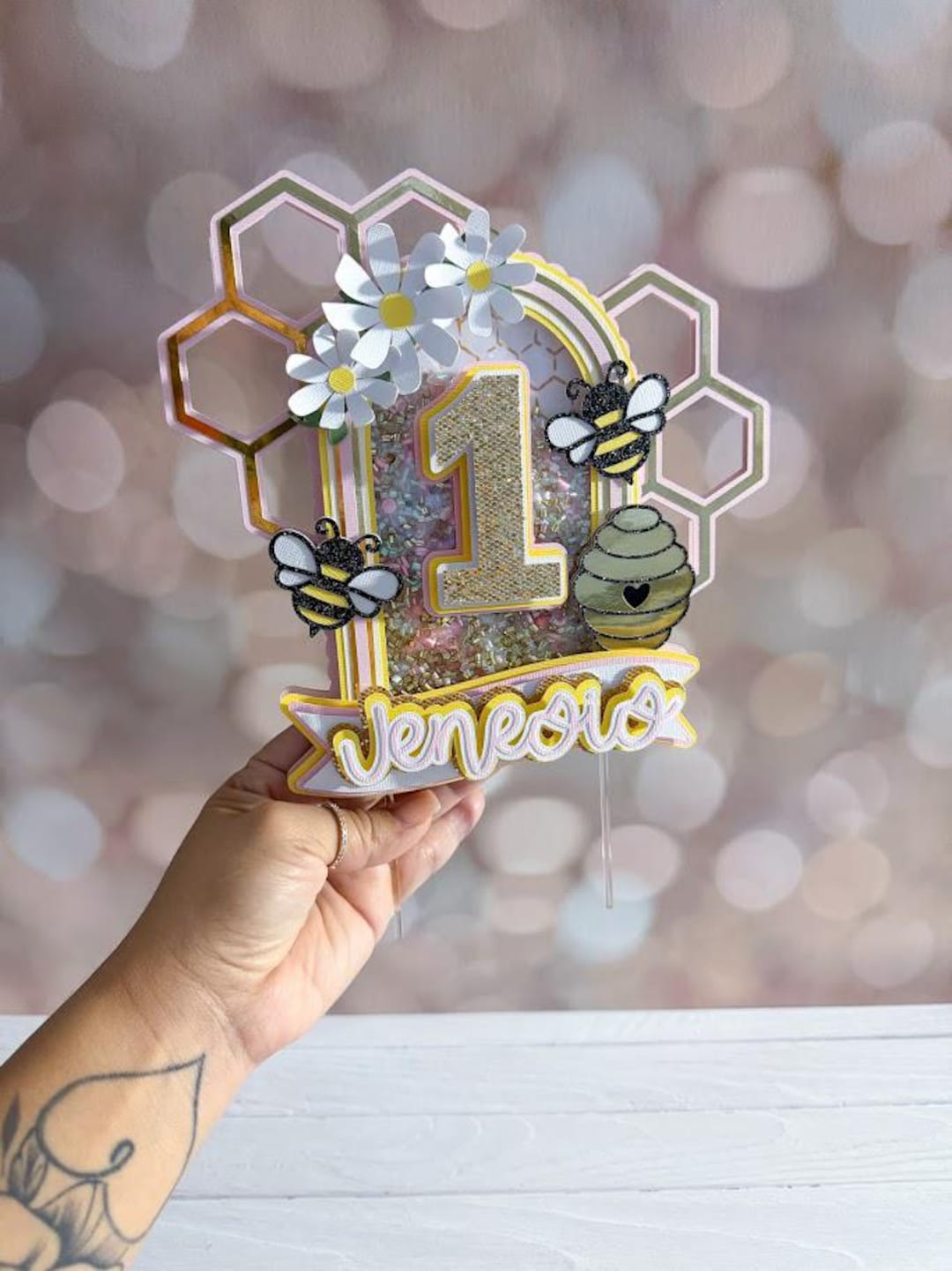 Bumble Bee First Birthday Cake Topper: Honeycomb Party Decor - Etsy